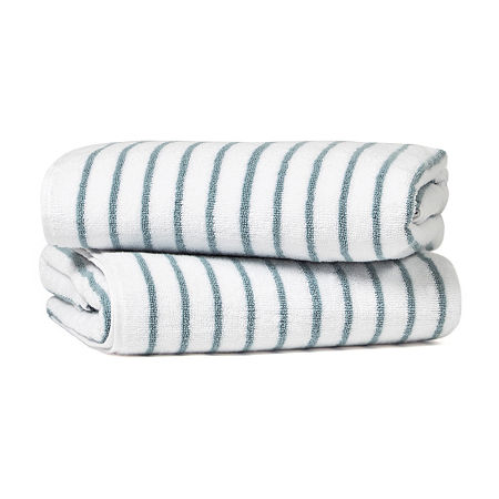ienjoy Home Cabana Stripe Cotton 2-Pack Beach Towels  30 x 70 - Pastel Blue