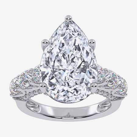 Signature By Modern Bride (G  Vs2-Si1) Womens 7 1/2 Ct. T.W. Lab Grown White Diamond 14K White Gold Pear Side Stone Engagement Ring  6  White