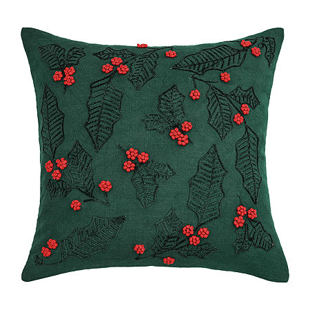 Click here for Vibhsa Vibhsa Christmas Holly Leaves Throw Pillow... prices