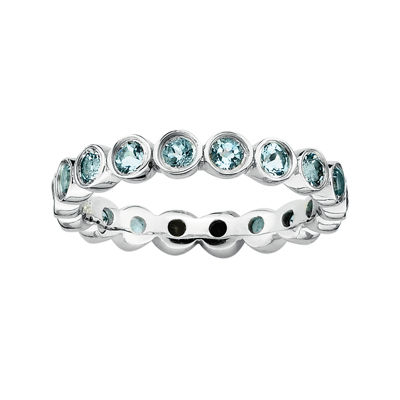 Personally Stackable Genuine Aquamarine Sterling Silver Station Ring - JCPenney