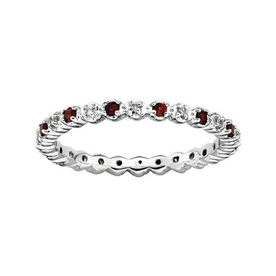 Personally Stackable Genuine Garnet & Diamond-Accent Eternity Ring ...