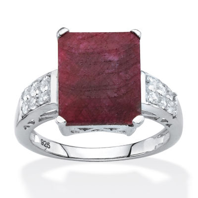 Womens Lead Glass-Filled Red Ruby Sterling Silver Cocktail Ring - JCPenney
