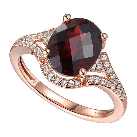 Click here for Womens Genuine Red Garnet 14K Rose Gold Over Silve... prices