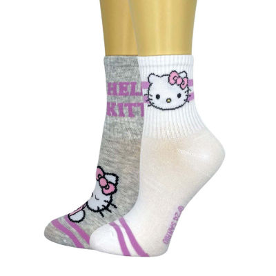 Ribbed Womens 2 Pair Hello Kitty Crew Socks, Color: Hello Kitty - JCPenney
