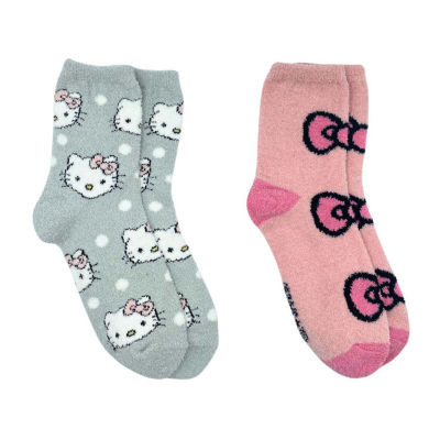 Cozy Womens 2 Pair Hello Kitty Crew Socks, Color: Hello Kitty - JCPenney