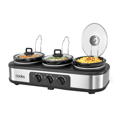 Cooks 1.5-Quart Triple Slow Cooker 22296/22296C, Color: Stainless Steel ...