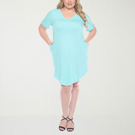 Click here for White Mark Plus Size V-Neck Folded Sleeves and Poc... prices