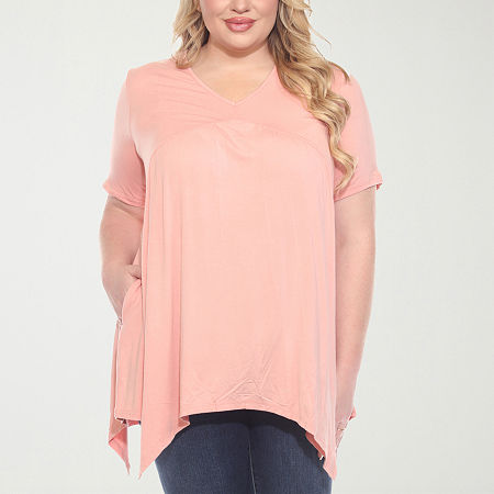 Click here for White Mark Plus Size Short Sleeve Shirred Front Kn... prices