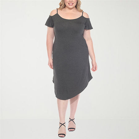 Click here for White Mark Plus Size Casual Scoop Neck Flutter Sle... prices