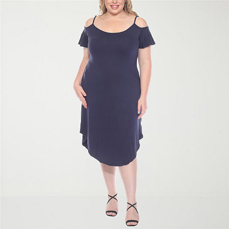 Click here for White Mark Plus Size Casual Scoop Neck Flutter Sle... prices