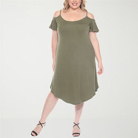 Click here for White Mark Plus Size Casual Scoop Neck Flutter Sle... prices