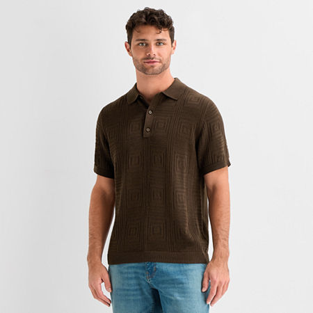 Click here for mutual weave Mens Short Sleeve Button Polo Sweater... prices