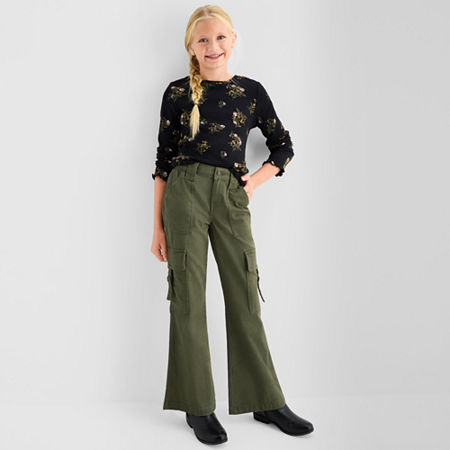 Thereabouts Little & Big Kid Girls Flare Cargo Pant  4  Green