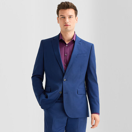 J. Ferrar Ultra Comfort Mens Slim Fit Suit Jacket  46 Regular  Blue