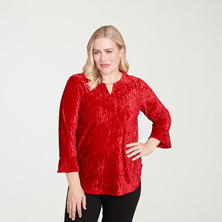 Click here for Alfred Dunner Jet Setter Womens Split Crew Neck 3/... prices