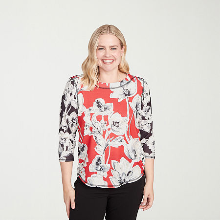 Click here for Alfred Dunner Jet Setter Womens Boat Neck 3/4 Slee... prices