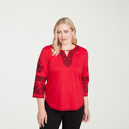 Click here for Alfred Dunner Jet Setter Womens Split Crew Neck 3/... prices