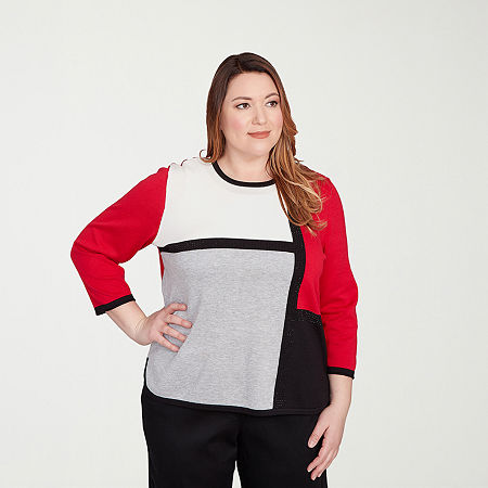 Click here for Alfred Dunner Plus Jet Setter Womens Crew Neck Lon... prices