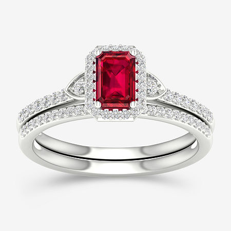 Click here for Modern Bride Gemstone Womens 14K White Gold Halo B... prices