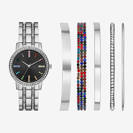 Click here for Ladies Boxed Sets Womens Crystal Accent Silver Ton... prices