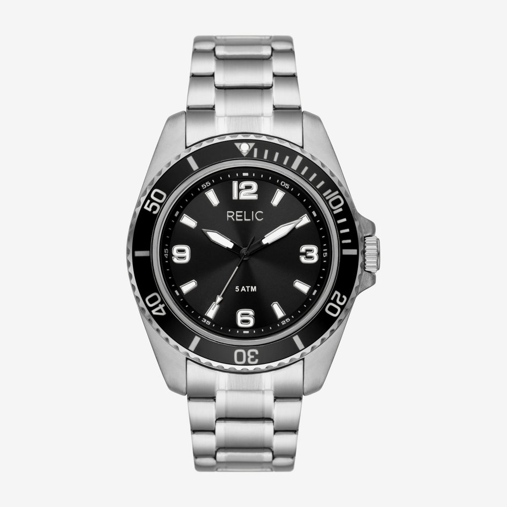 Relic By Fossil Mens Silver Tone Stainless Steel Bracelet Watch Zr12669 ...