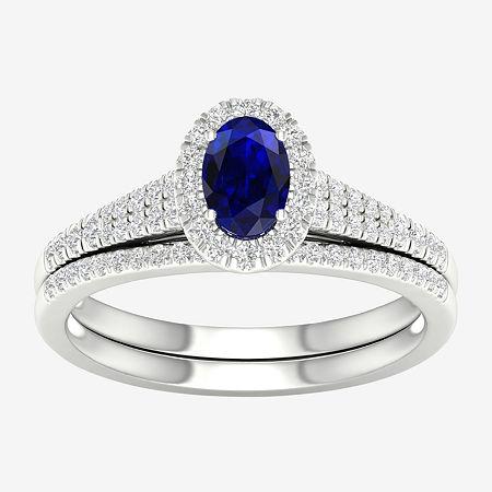 Click here for Modern Bride Gemstone and 1/3 CT. T.W. Diamond Hal... prices