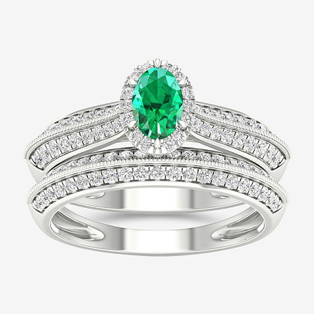 Click here for Modern Bride Gemstone and 1/2 CT. T.W. Diamond Ova... prices
