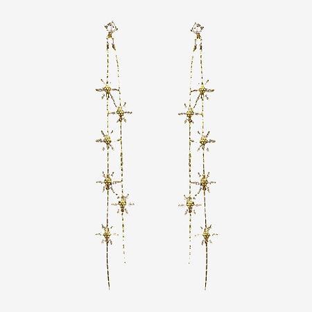 Click here for Bijoux Bar Gold Tone Linear Womens Flower Drop Ear... prices
