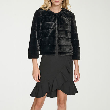 Click here for Marc New York Faux Fur Womens Round Neck 3/4 Sleev... prices