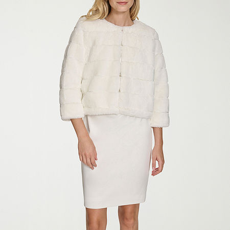 Click here for Marc New York Faux Fur Womens Round Neck 3/4 Sleev... prices