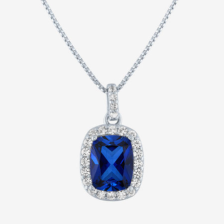 Click here for Womens Lab Created Gemstone Sterling Silver Halo P... prices