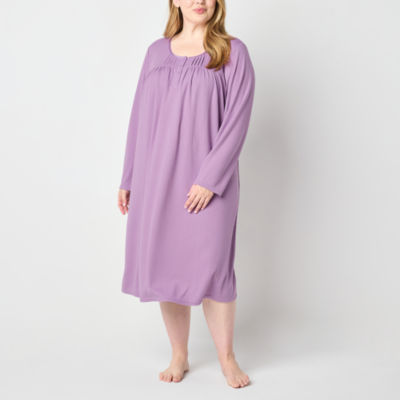 Adonna Womens Plus Long Sleeve Round Neck Nightgown - JCPenney