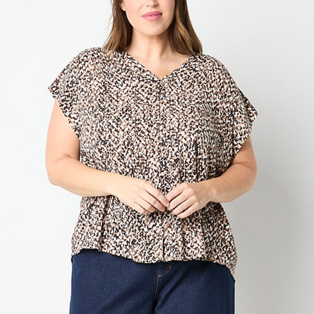 Click here for Liz Claiborne Womens V Neck Short Sleeve Plus Blou... prices