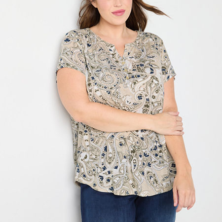 Click here for Liz Claiborne Womens Plus Split Crew Neck Short Sl... prices