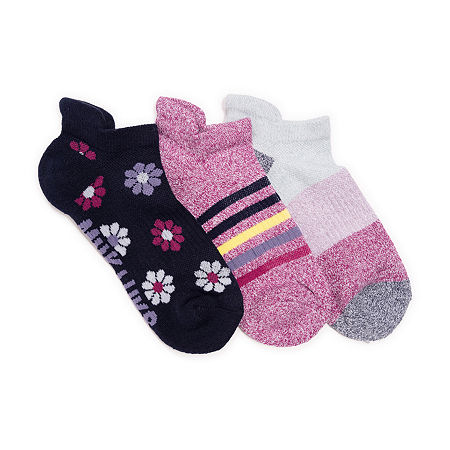 Muk Luks Womens 3 Pack Nylon Compression Ankle Socks - Navy/berry