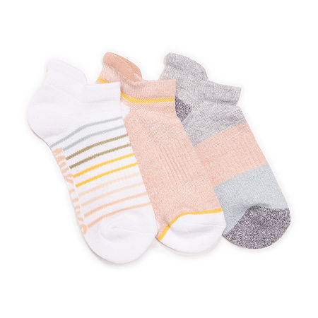 Muk Luks Womens 3 Pack Nylon Compression Ankle Socks - Ghost/rose