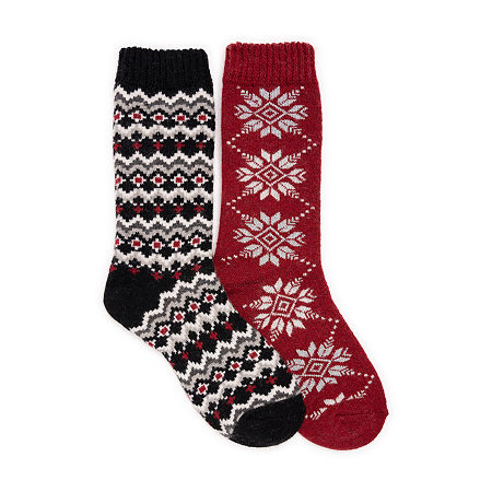 Click here for Muk Luks Womens Wool Socks 2 Pair Pack - Black/sil... prices