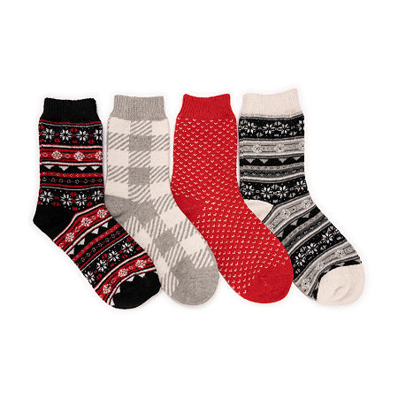 Click here for Muk Luks Womens Holiday 4 Pair Pack Socks - Black... prices