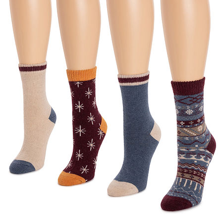 Click here for Muk Luks Womens Holiday 4 Pair Pack Socks - Denim prices
