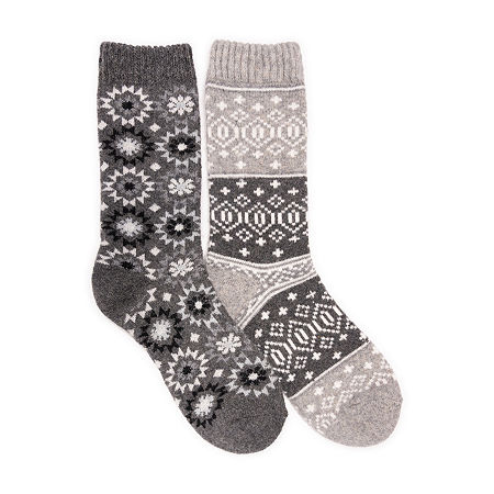 Click here for Muk Luks Womens Wool Socks 2 Pair Pack - Dark grey... prices