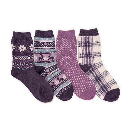 Click here for Muk Luks Womens 4 Pair Pack Holiday Boot Socks - P... prices