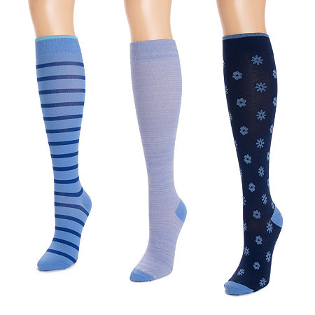 Click here for Muk Luks Womens 3 Pair Pack Compression Socks - Bl... prices
