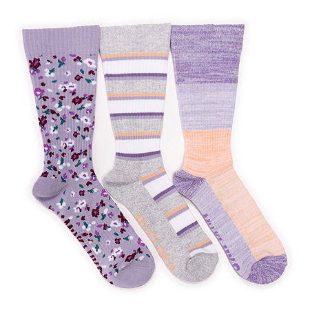 Muk Luks Womens 3 Pack Cotton Compression Crew Socks  Lavender  One - Lavender