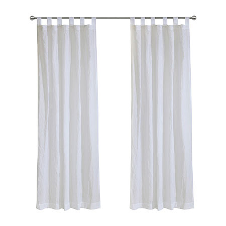 Click here for Crushed Tab Top Sheer Single Curtain Panel  One Si... prices