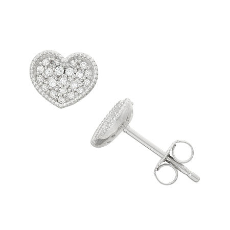 Click here for Cubic Zirconia Sterling Silver 8.4mm Heart Stud Ea... prices
