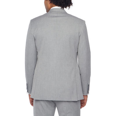 J.Ferrar 360 Stretch Light Gray Texture Mens Super Slim Fit Suit Jacket