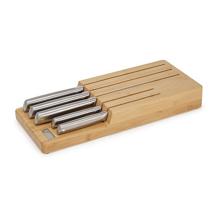 Joseph Joseph Elevate Steel Knives Bamboo Store 5-Piece Knife Set with in-Drawer Bamboo Storage Tray - Beige
