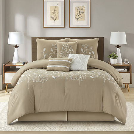 Stratford Park Safina Floral 7-Pc. Comforter Set  King - Taupe
