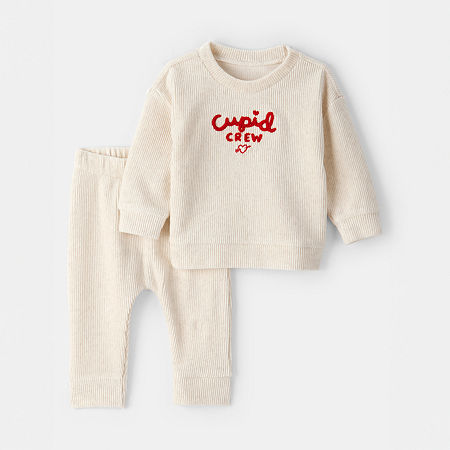 Carters Baby Girls or Baby Boys 2-Piece Cupid Crew T-Shirt and Pants Set - Cream