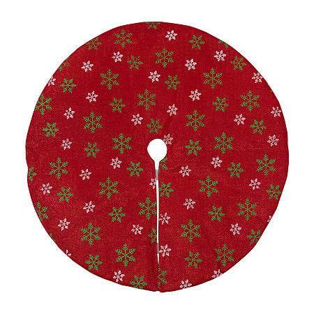 Northlight Metallic with and Snowflakes Mini Christmas Tree Skirt - Red